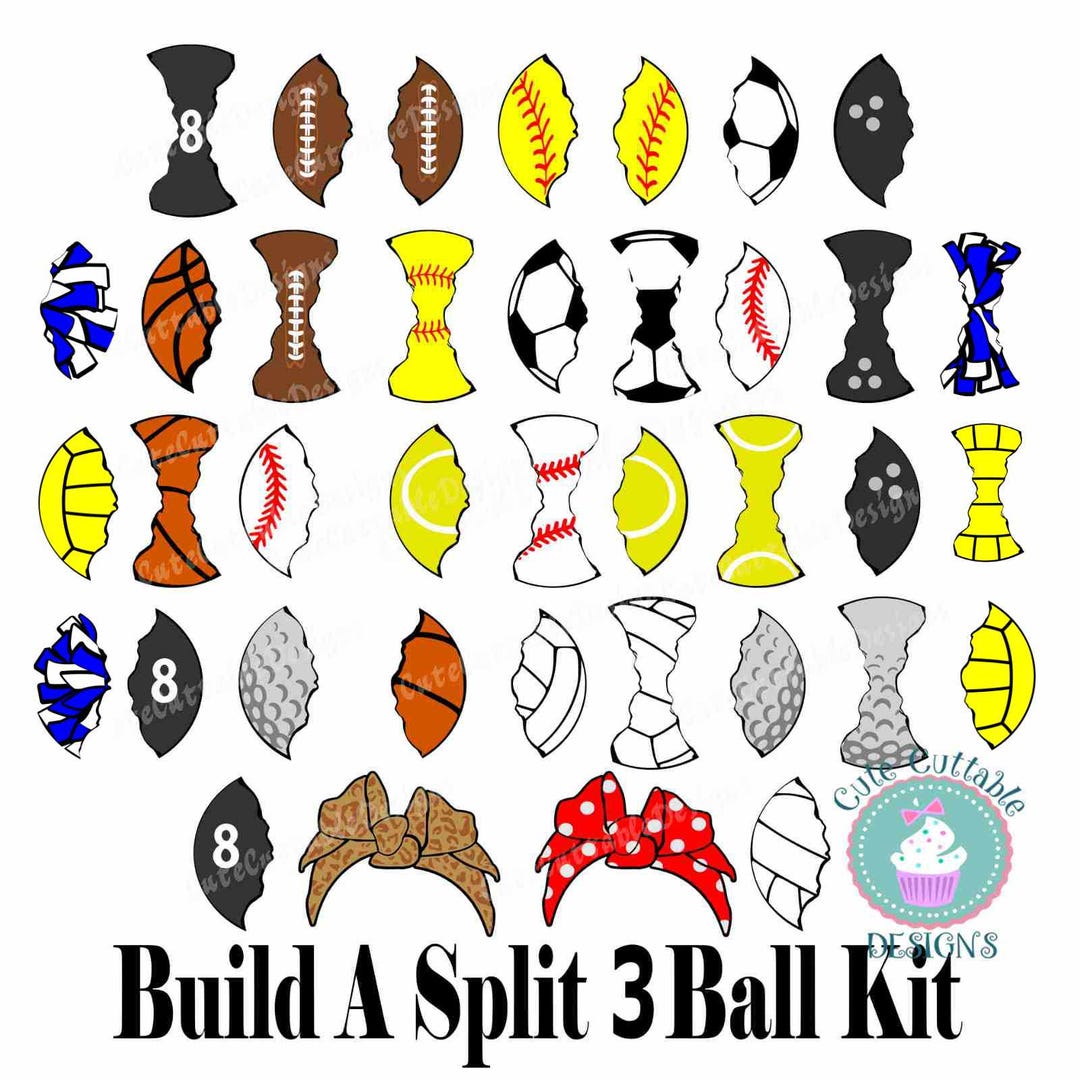 Split Ball SVG Bundle: Sports Clipart, Baseball, Soccer, Basketball ...