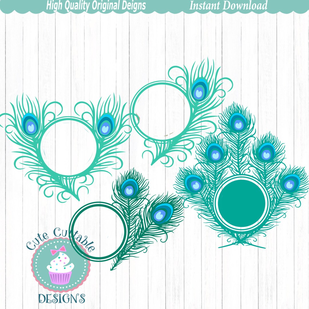 Peacock Feather SVG, Feather, Peacock Feather Monogram SVG, Cricut ...
