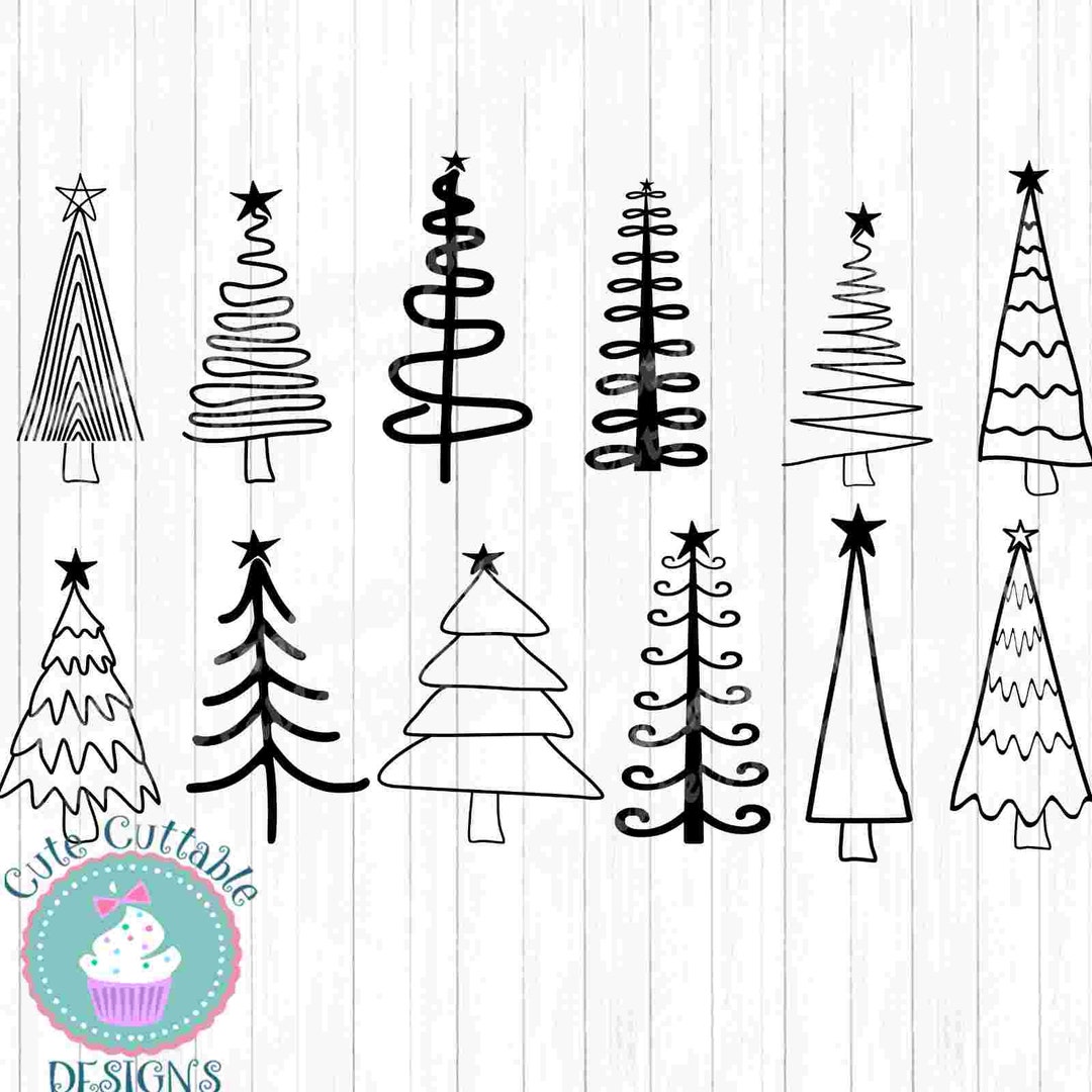 Christmas Svg Minimalist Christmas Doodle Tree Svg, Christmas Trees Svg ...