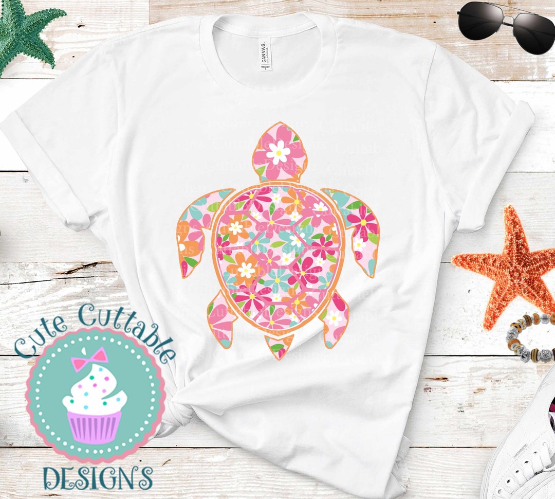 Sea Turtle Png Summer Floral Turtle Sublimation Png, Sunset Ocean Beach ...