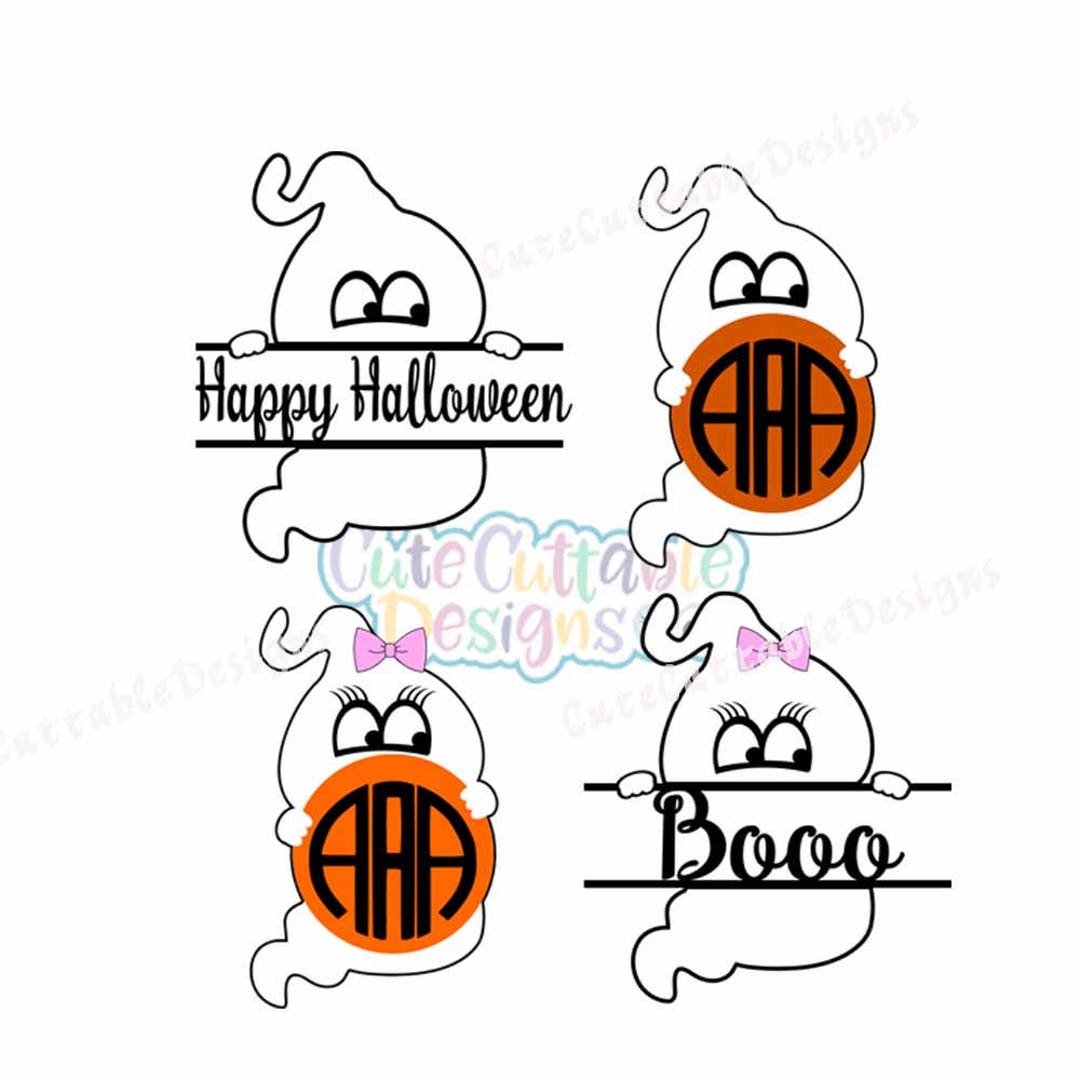 Ghost Monogram Svg, Ghost Girl Svg, Halloween Svg Bow Svg Ghoul, Trick ...