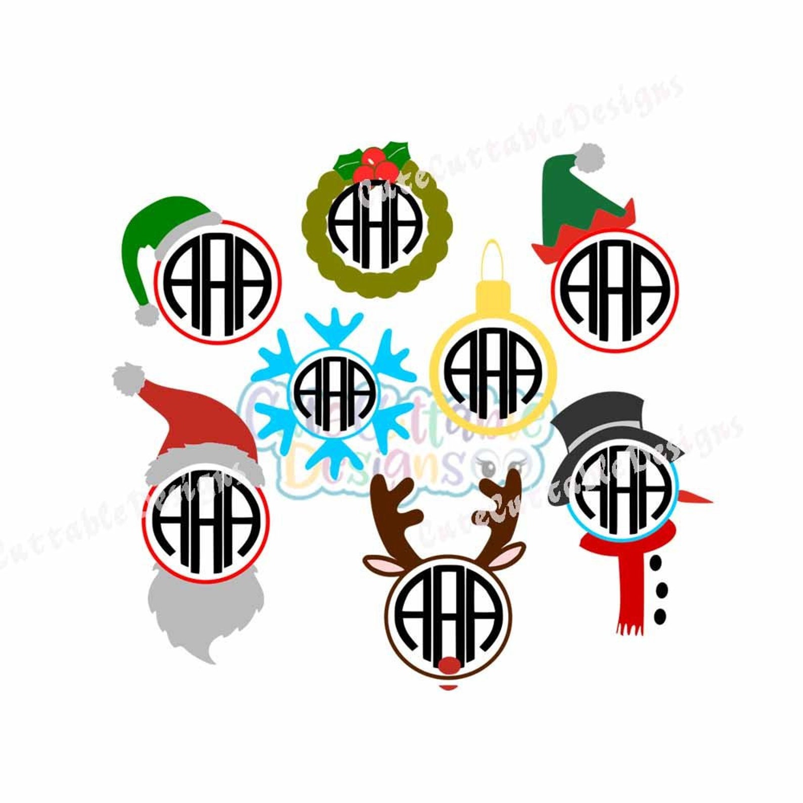 Christmas svg Monogram Frame svg Santa svg Snowman svg Santa | Etsy