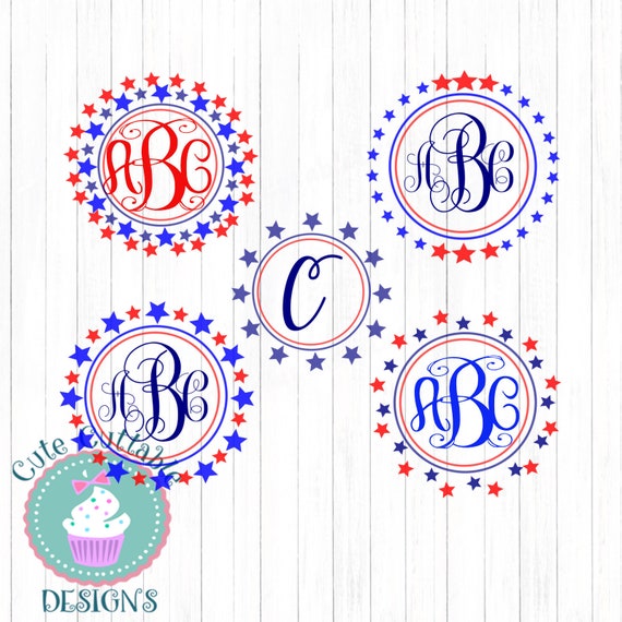 Patriotic Star Monogram Frame SVG 4th of July Fourth of July - Etsy