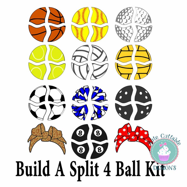 Split Ball SVG Bundle: Sports Clipart, Soccer, Baseball, Basketball ...