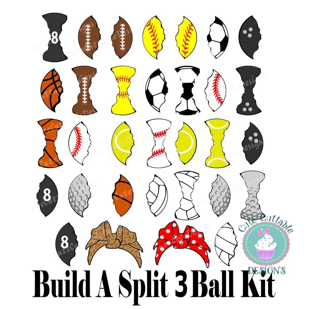 Ballers Split 3 Ball Svg Sports Bundle Soccer Baseball Basketball Golf ...
