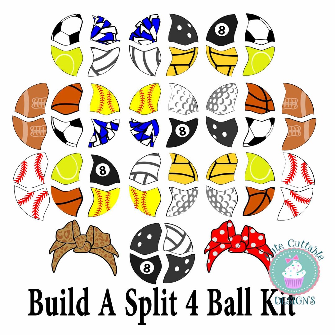 Ballers Split 4 Ball Svg Sports Bundle Soccer Baseball Basketball Golf ...