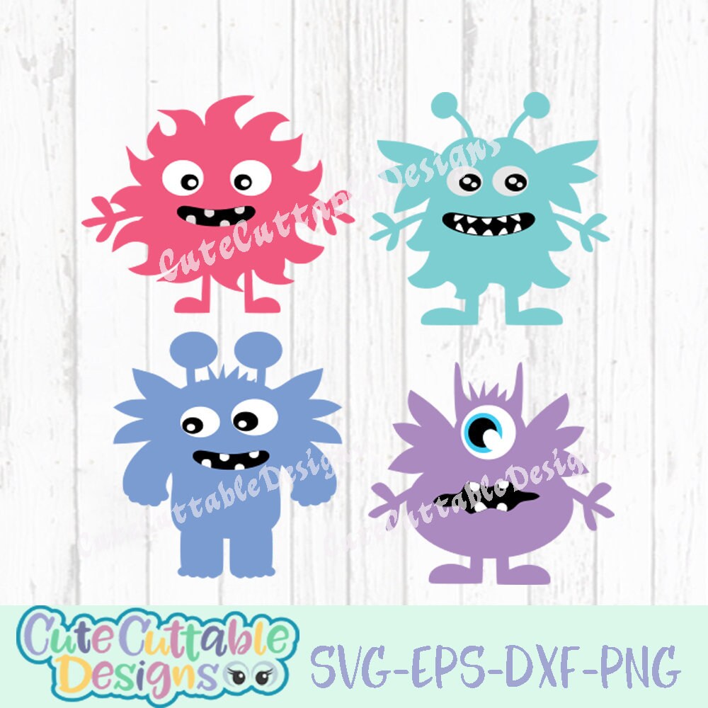 Silly Cute Monsters SVG Little Monster svg Funny Monster | Etsy