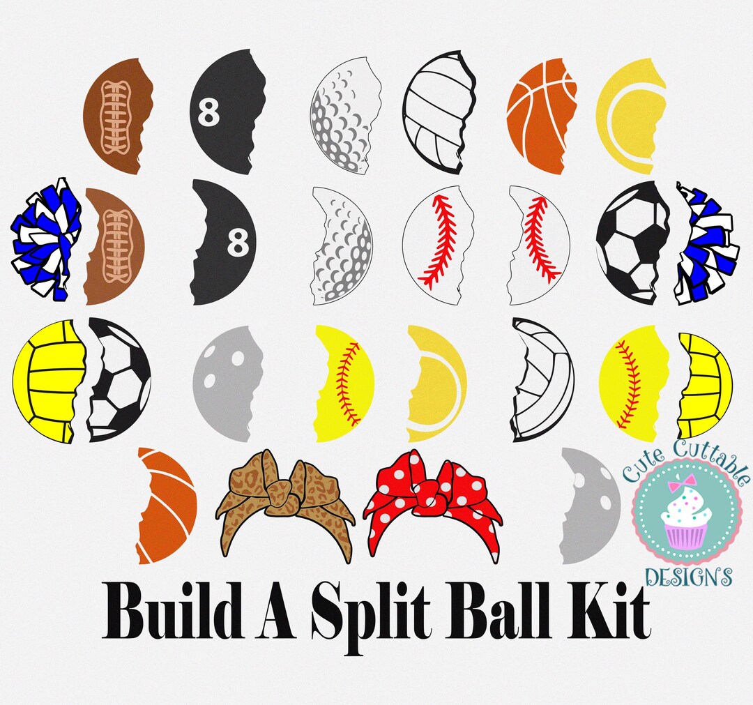 Split Ball SVG Bundle: Sports Clipart, Soccer, Baseball, Basketball ...