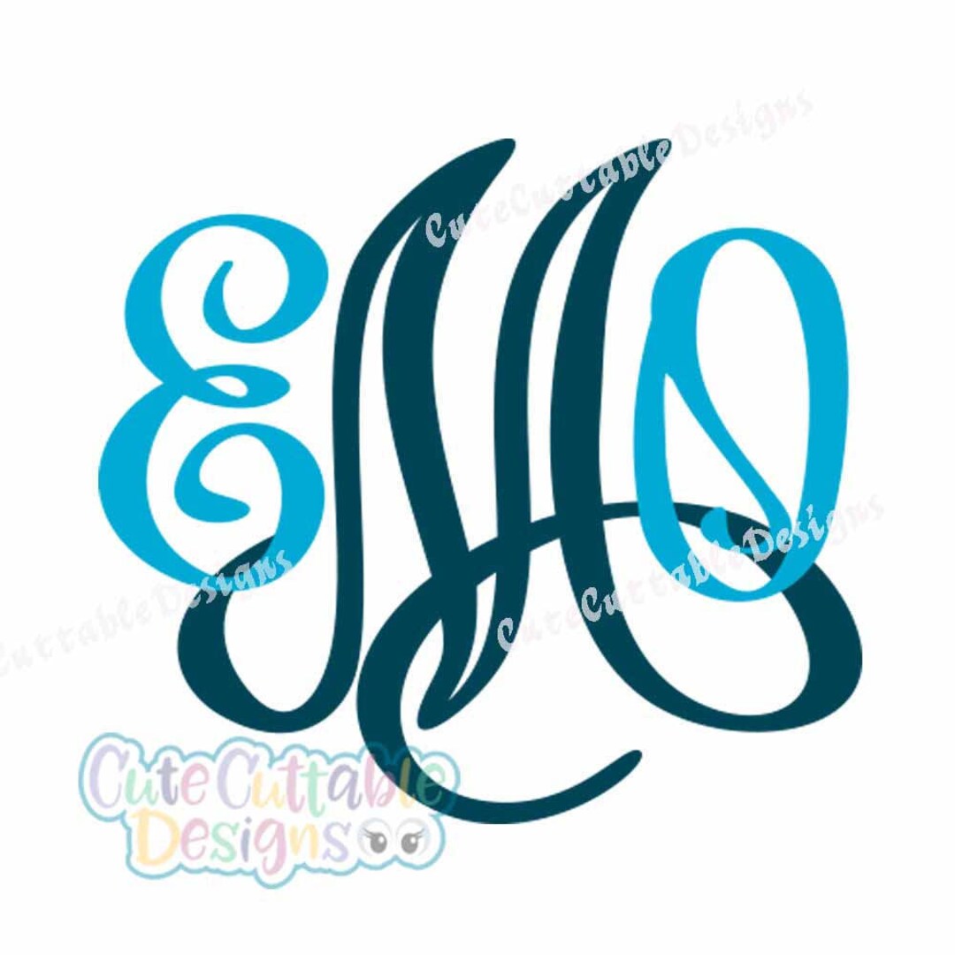 Fancy Vine Interlocking Monogram Font SVG Cut File in SVG, Eps and Dxf ...