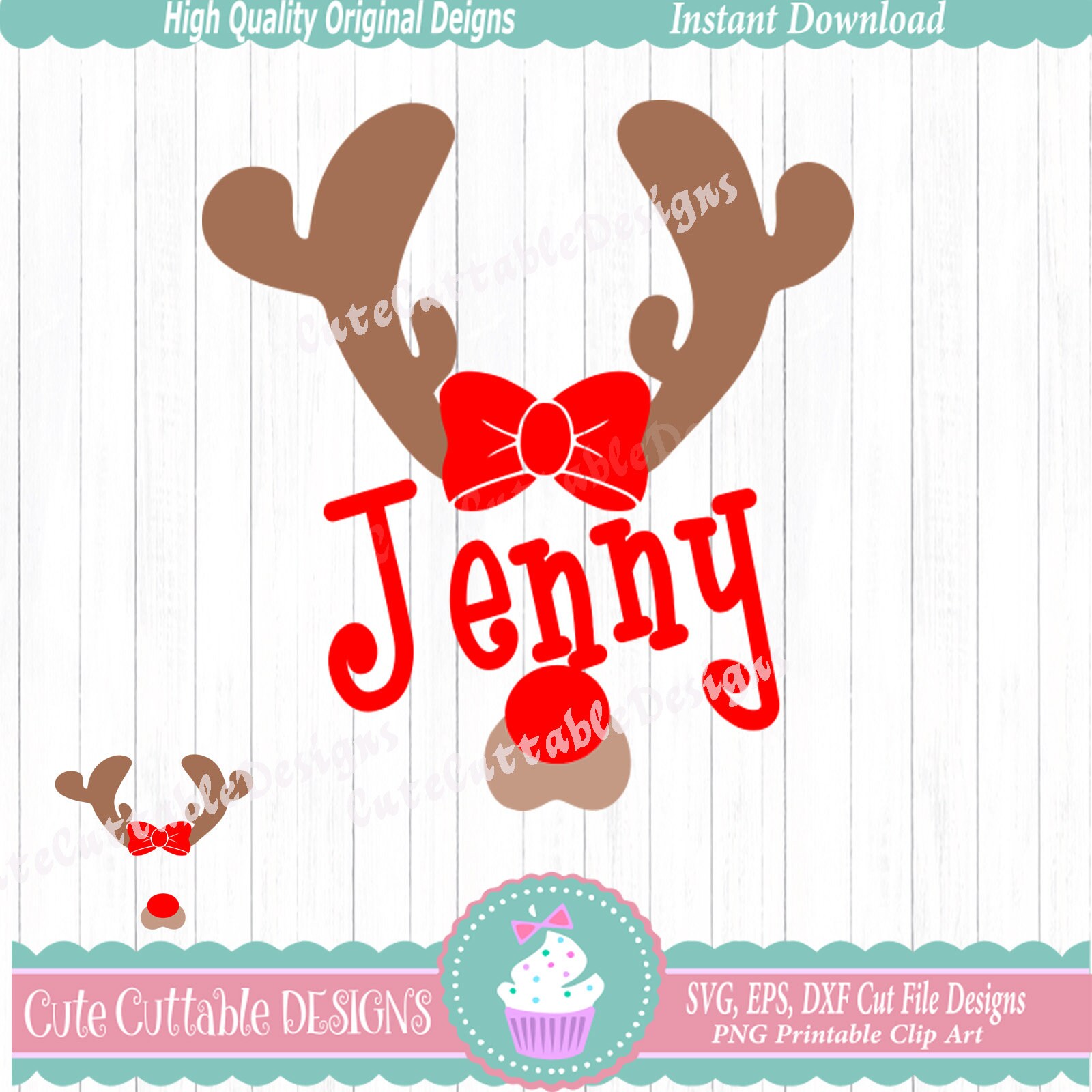 Christmas Svg Girl Reindeer Svg Reindeer Face Antlers Svg - Etsy