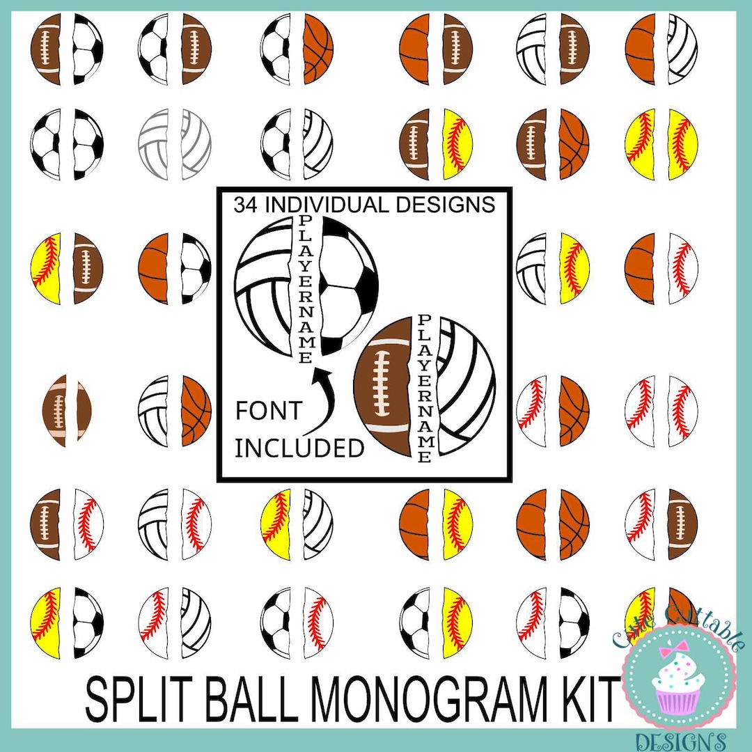 Split Ball Monogram SVG Bundle: Sports Cut Files (TTF) - Etsy