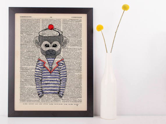 Sea Monkey Dictionary Art Print Animals Humans Anthropomorphic | Etsy