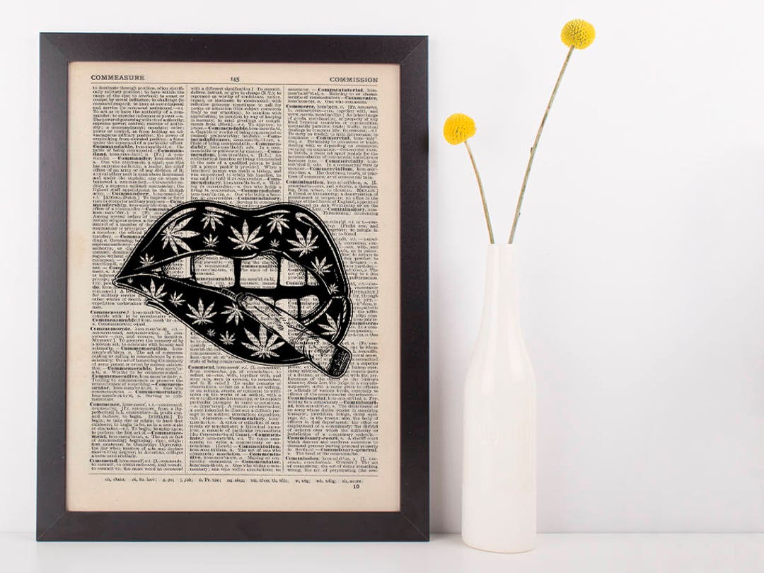 Indica Joint Spliff Lip Dictionary Illustration Art Print Vintage ...