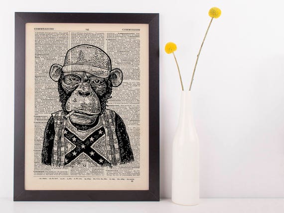 Redneck Monkey Dictionary Art Print Animals Clothes | Etsy