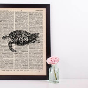 Sea Turtle 2 Dictionary Illustration Art Print Vintage Sea Life ...