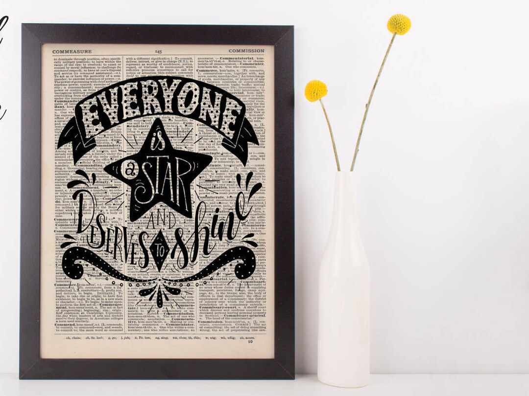 Everyone is a Star and Deserves to Shine Quote Dictionary Print - Etsy