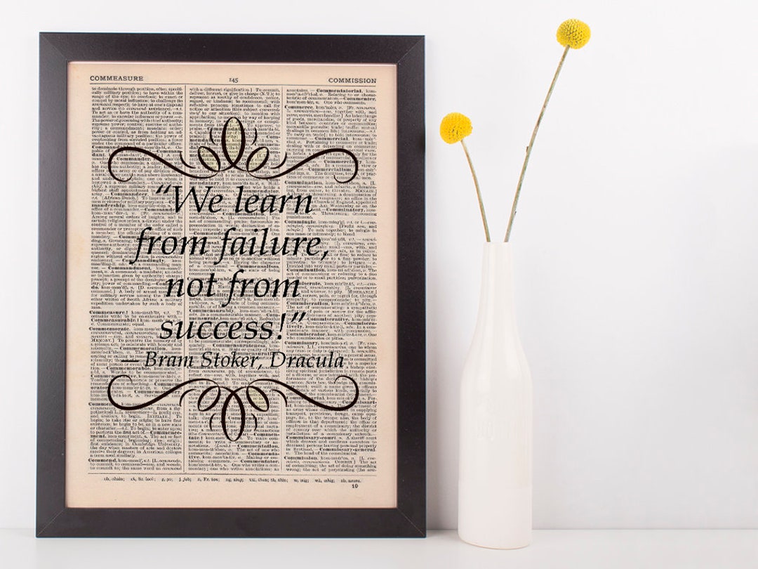 We Learn From Failure Dictionary Art Print Book Bram Stoker Dracula - Etsy
