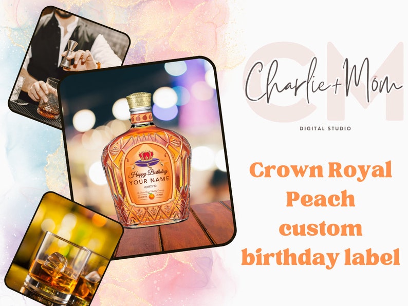 Customizable Peach Crown Royal Label 750ml - Etsy