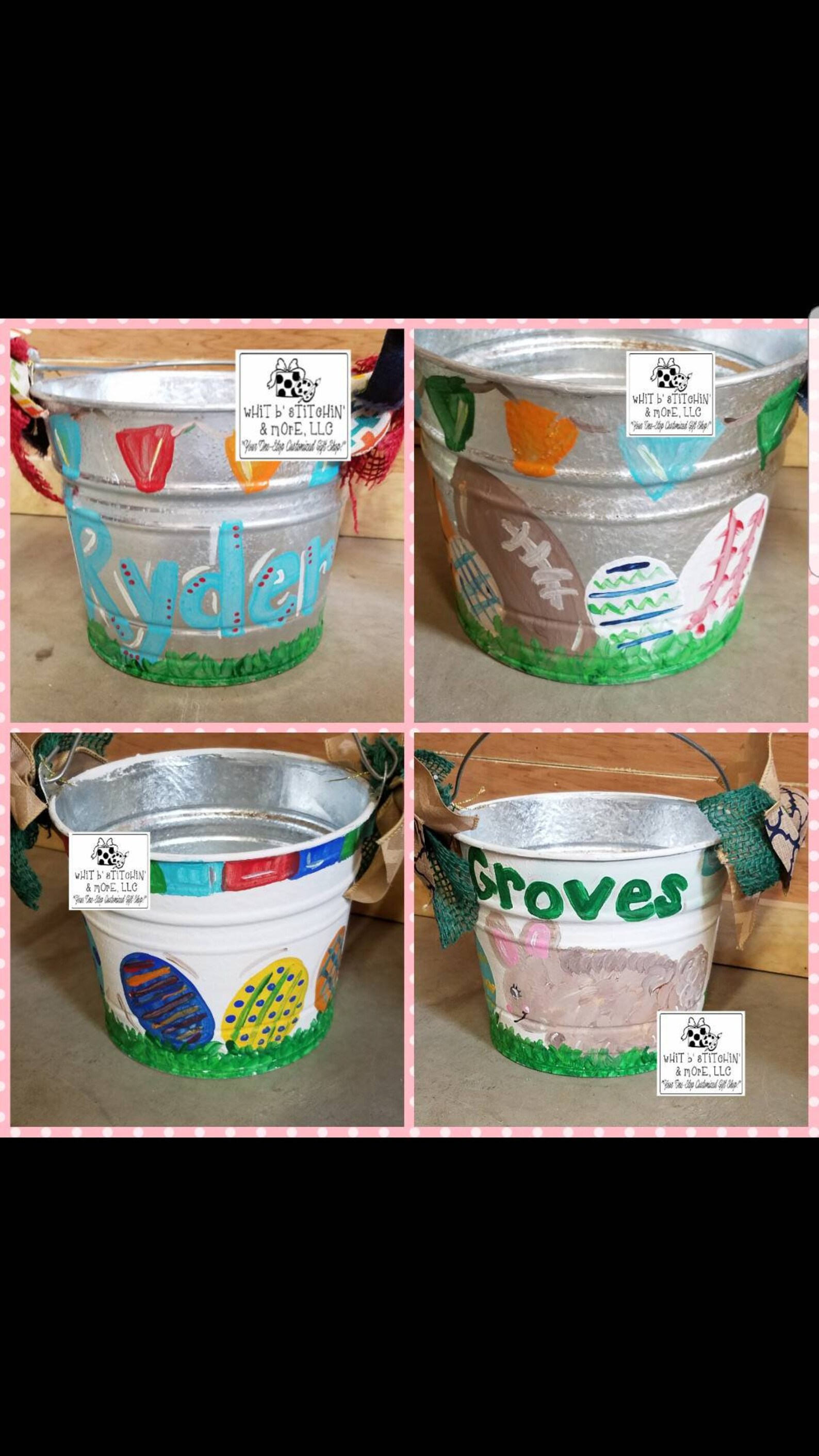 Easter Basket Handpainted Easter Bucket Customized Easter - Etsy