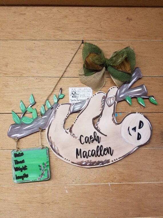 Sloth door hanger sloth baby door hanger sloth hospital door | Etsy