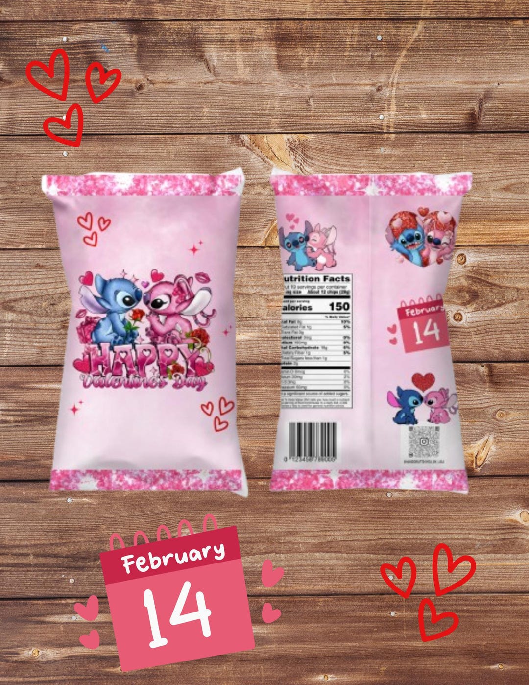 Stitch_angel Valentine Chip Bag - Etsy