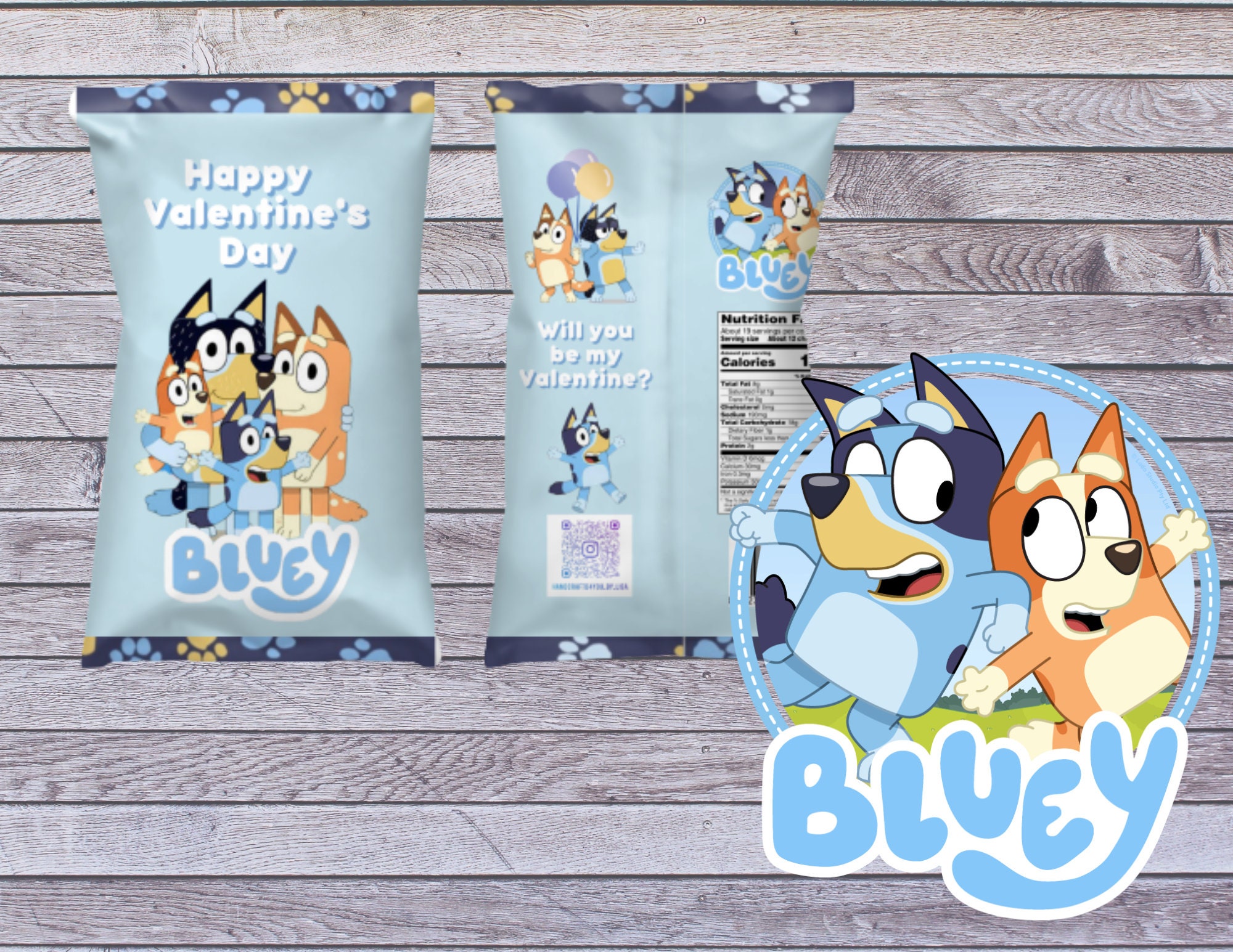 Valentine Bluey Chipbag - Etsy