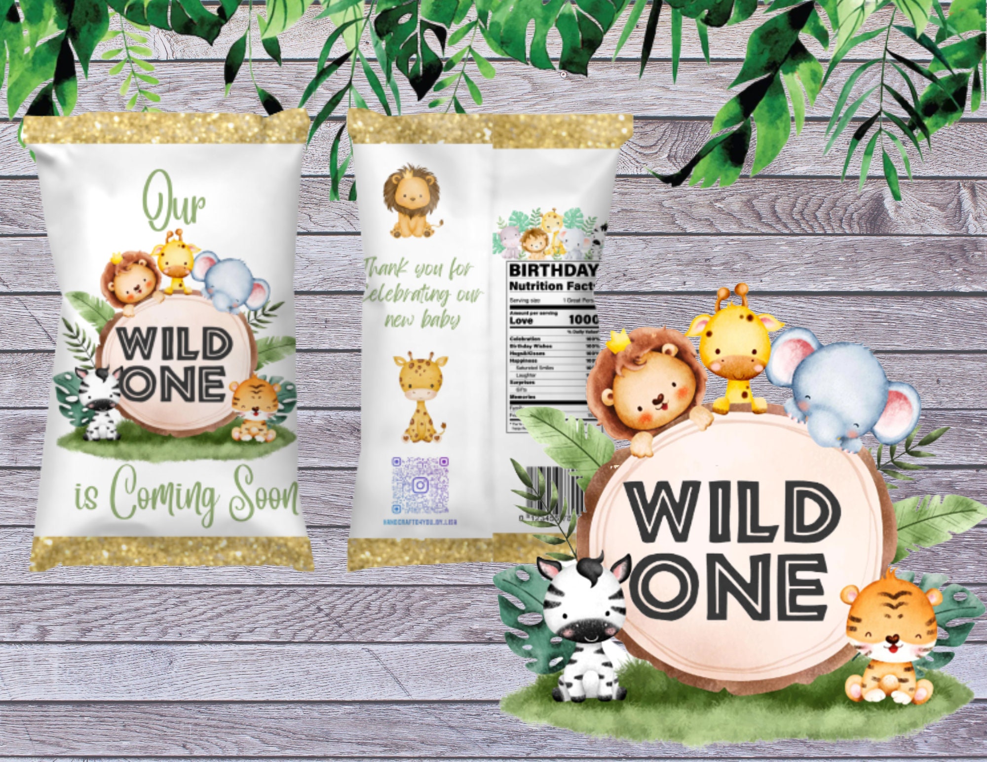 Wild One Chip Bag Template - Etsy