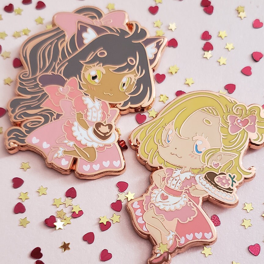 Waifu Cafe 2 rose gold plated hard enamel pin | Etsy