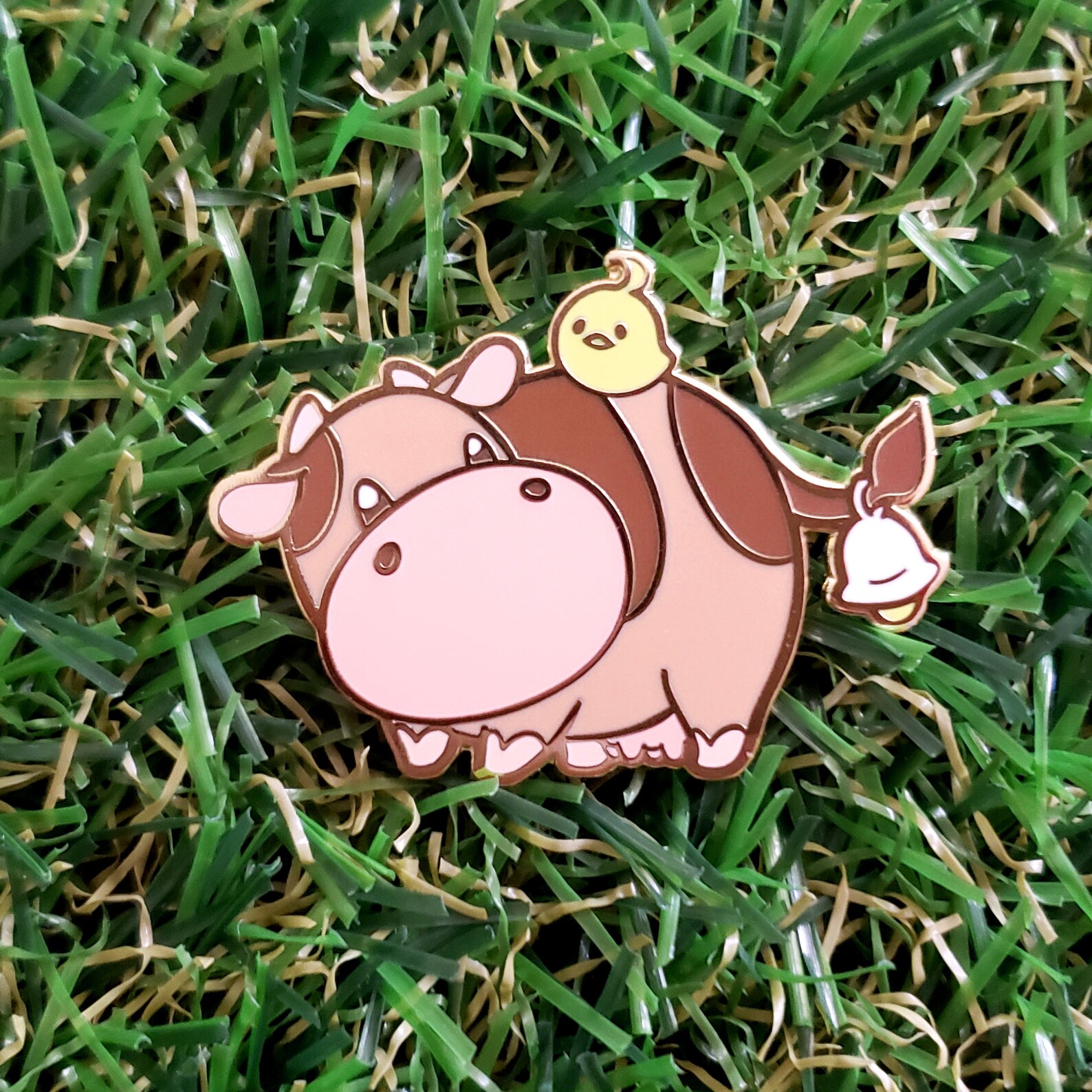Farm Friends Hard Enamel Pins Strawberry Cow Chicken and | Etsy