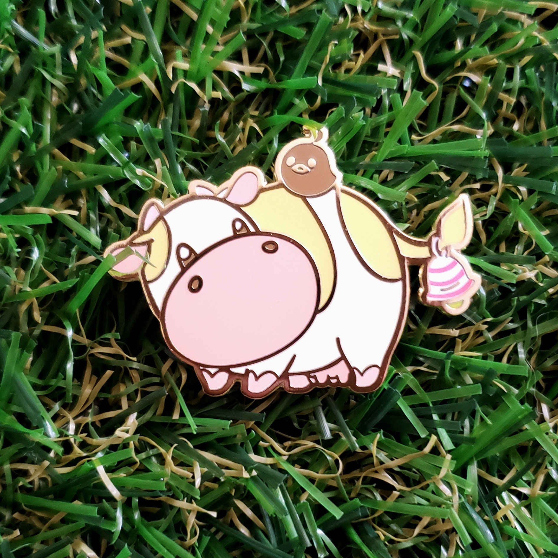 Farm Friends Hard Enamel Pins Strawberry Cow Chicken and | Etsy