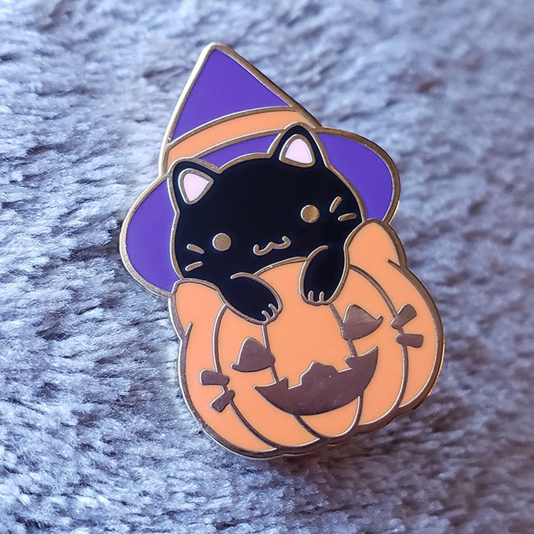 Cat O'lantern Hard Enamel Pin, 1.25 Inch, Gold Plated - Etsy