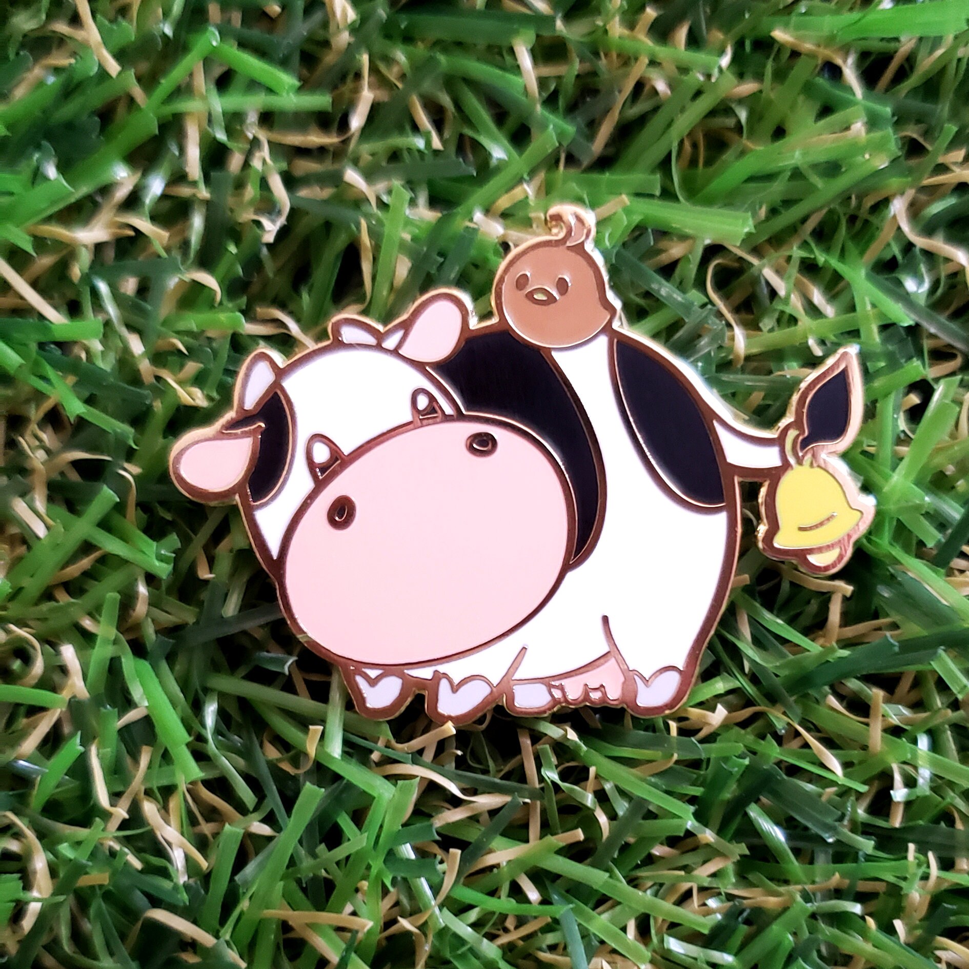 Farm Friends Hard Enamel Pins Strawberry Cow Chicken and | Etsy
