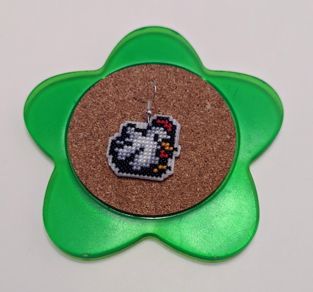Zelda Link Cucco Chicken Game Cross Stitch Dangle Earrings Keychain ...