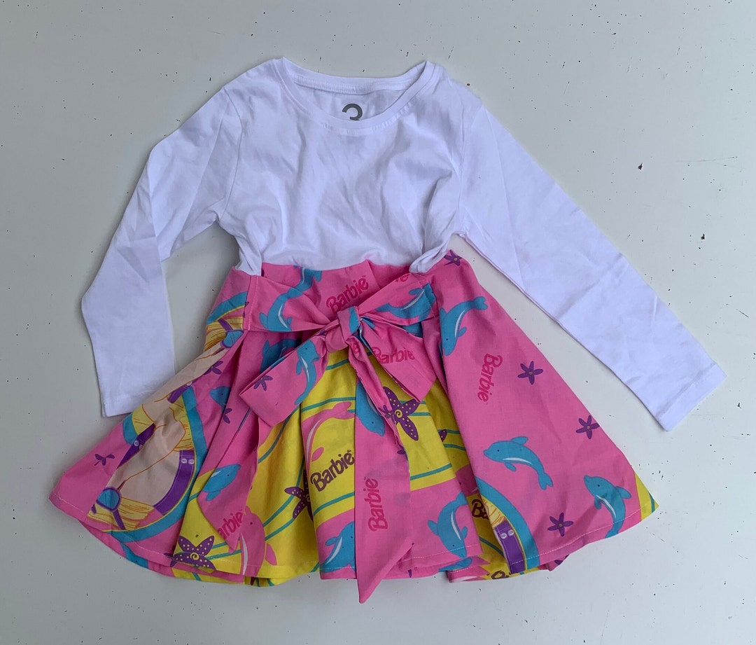 Girls Handmade Upcycled Pink Barbie Doll Long Sleeve Dress Size 3 - Etsy