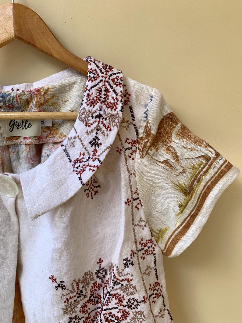 Women's Handmade Upcycled Short Sleeve Lightweight Tea Towel Jacket ...