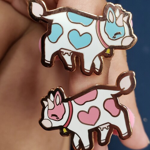 Strawberry Cow Hard Enamel Pin Kawaii Cow Pin Cute - Etsy