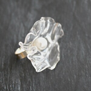Crumpled Acrylic Pearl Silver Ring Transparent Avant Garde Jewelry - Etsy