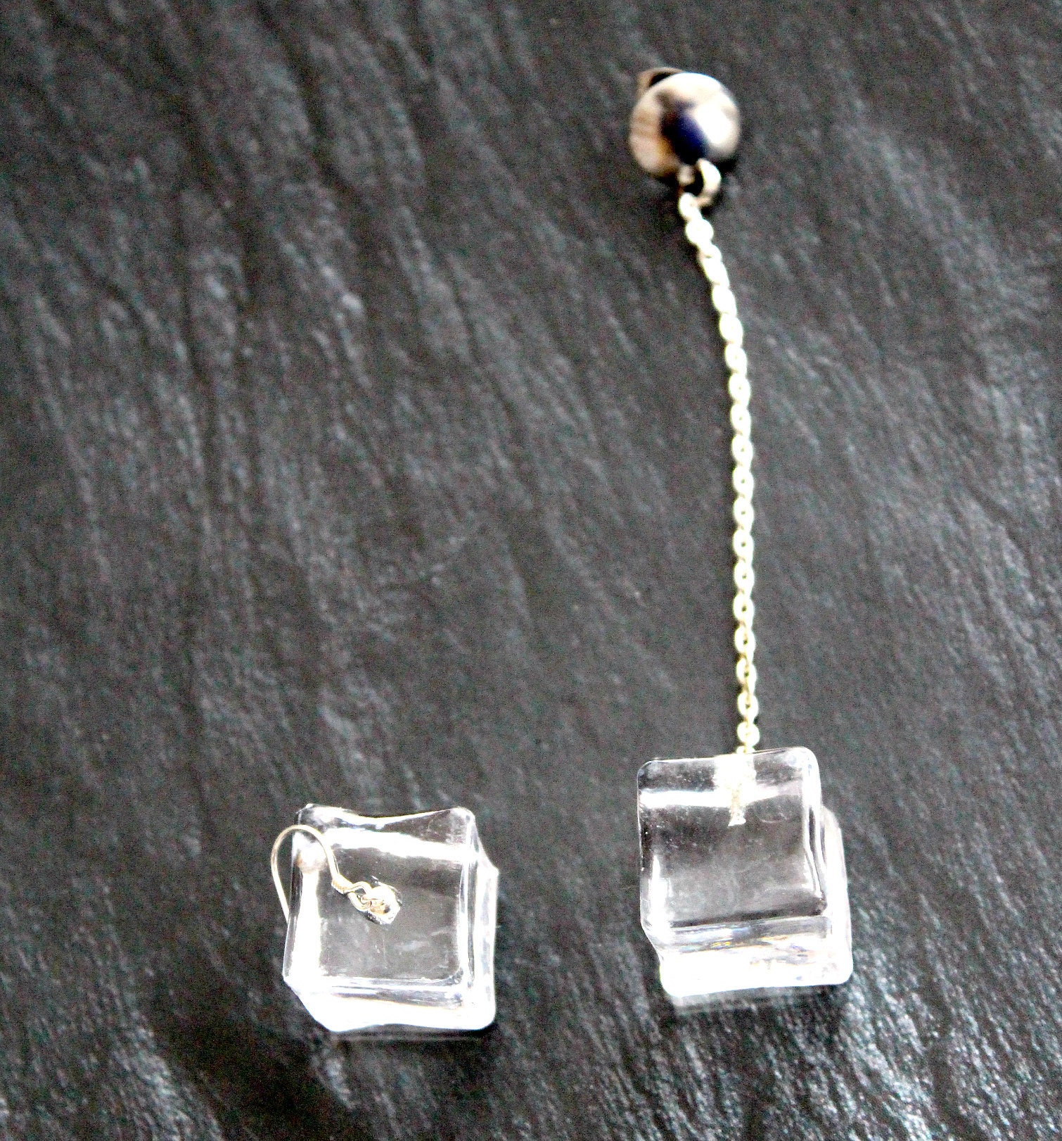 Ice Cube Clear Lucite Earring, Ice Acrylic Transparent Clear Rock ...