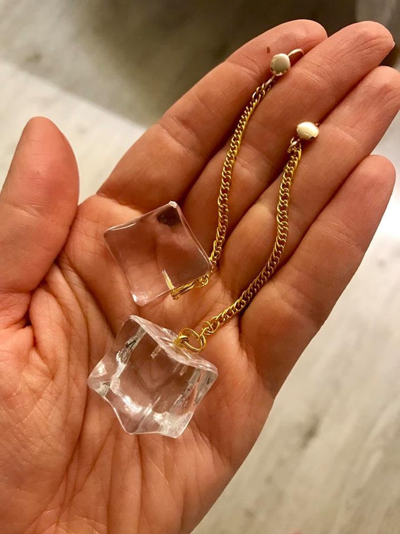 Ice Cube Clear Lucite Earring, Ice Acrylic Transparent Clear Rock ...