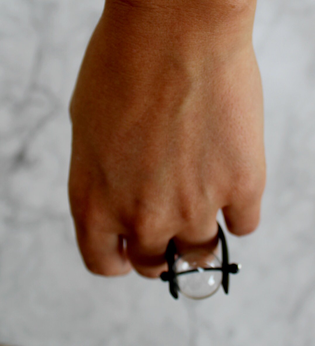 Blown Glass Ring Black Ring Glass Bubble Ring Rubber Ring | Etsy