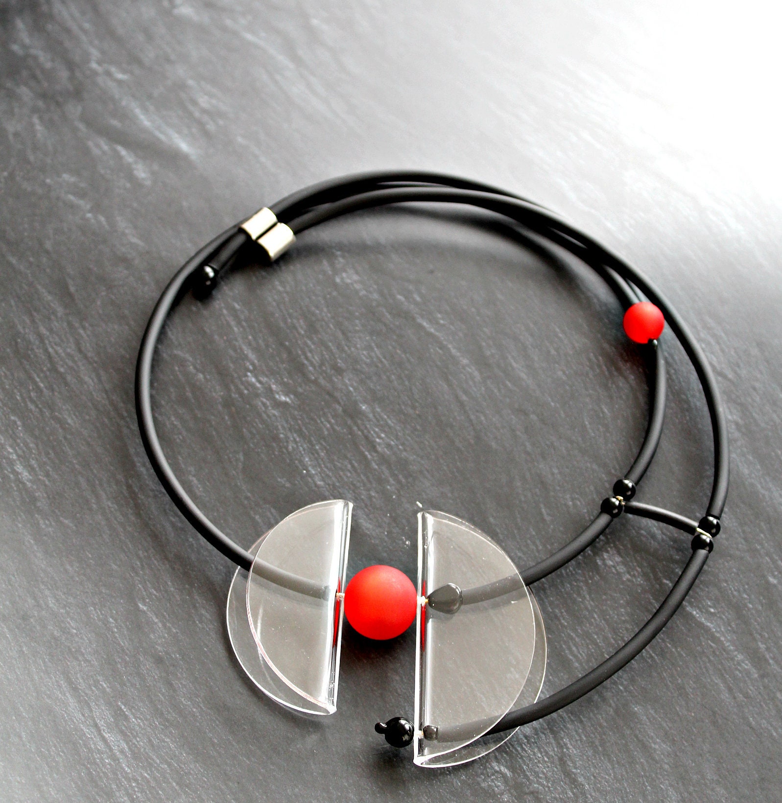 Stylish Transparent Clear Modern Lucite Necklace With Rubber - Etsy