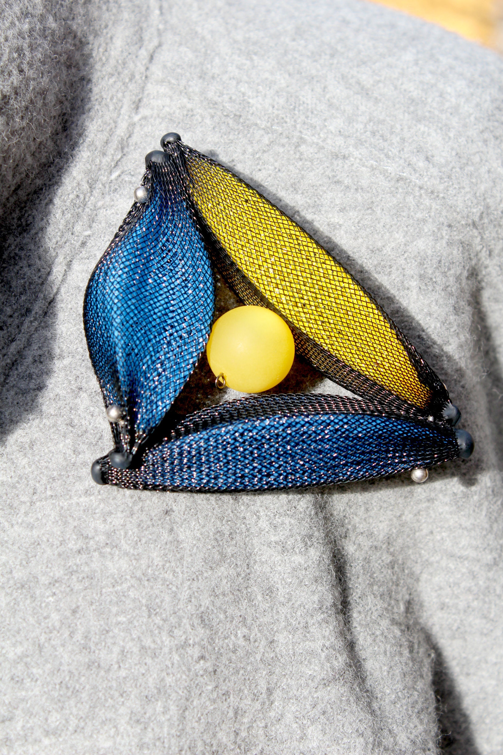 Yellow Blue Large Nylon Mesh Pin Pantone Brooch - Etsy UK