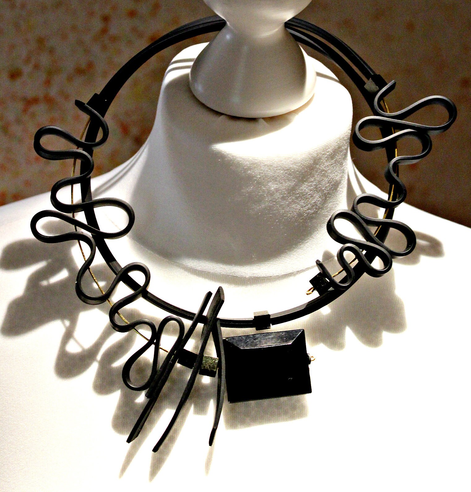 Black Contemporary Rubber Lace Necklace Statement Bib Party - Etsy
