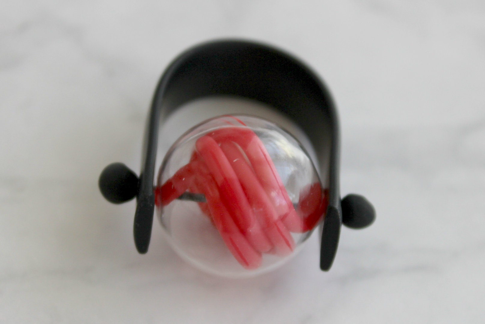 Blown Glass Ring, Unique Ring, Black Red Ring, Glass Bubble Ring ...