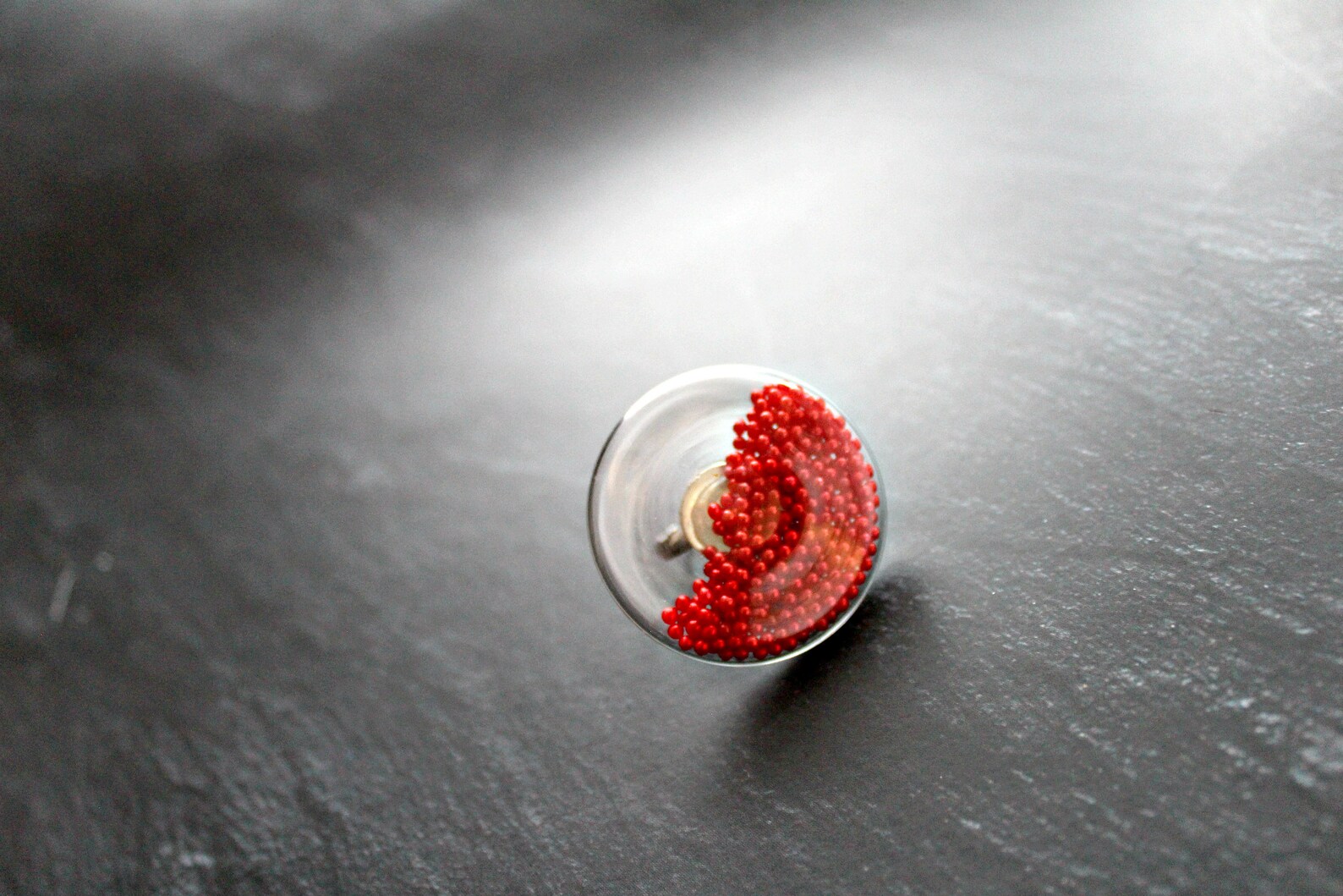 Blown Glass Filled Ring Black/ Red/ White Pearl Minimalist - Etsy