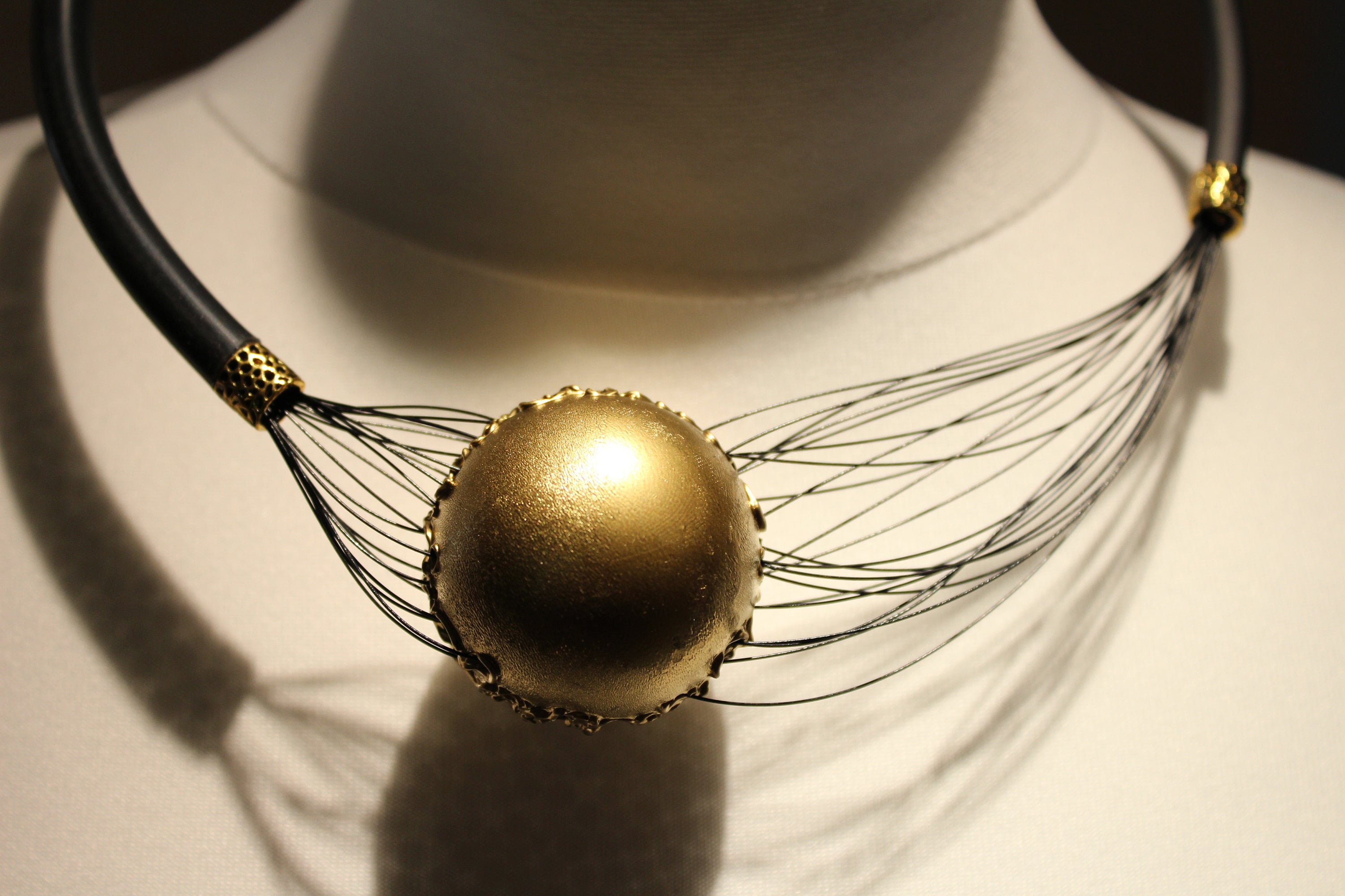 Black gold contemporary necklace black jewelry handmade gold | Etsy