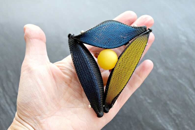 Yellow Blue Large Nylon Mesh Pin Pantone Brooch - Etsy UK