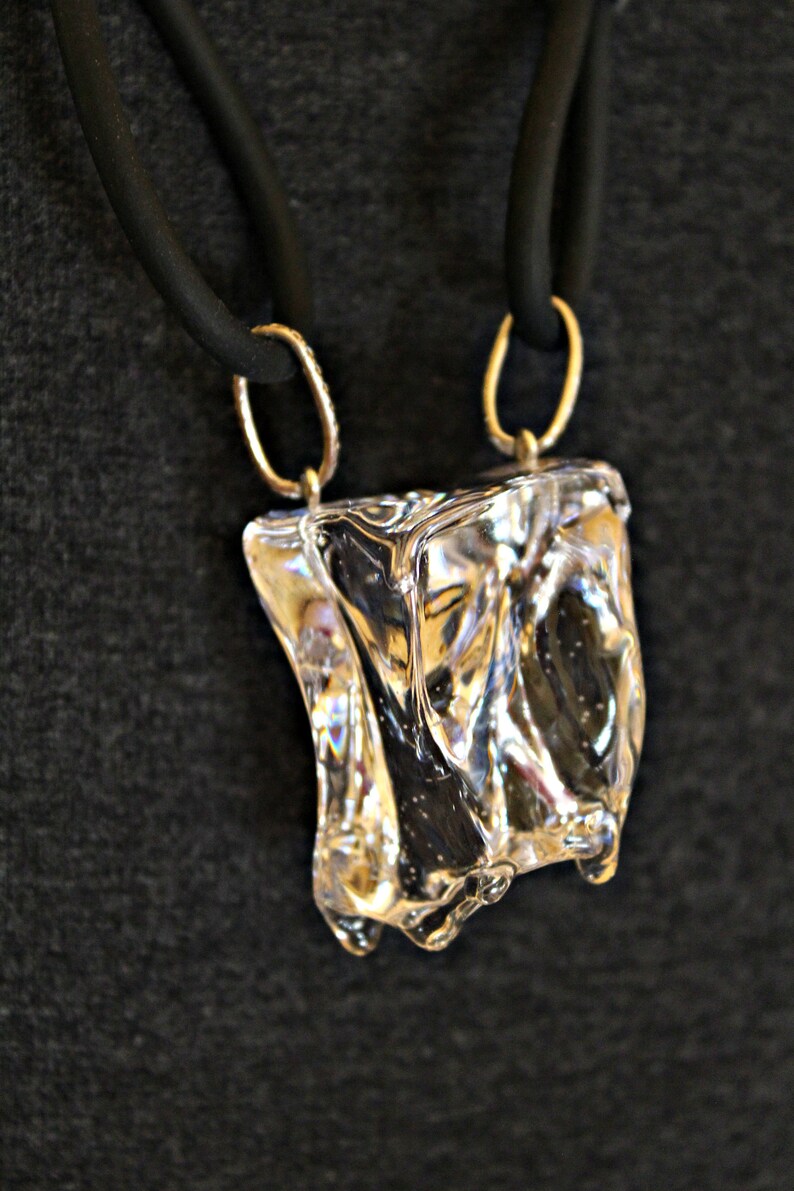 Long Clear Melted Ice Black Rubber Pendant Necklace - Etsy