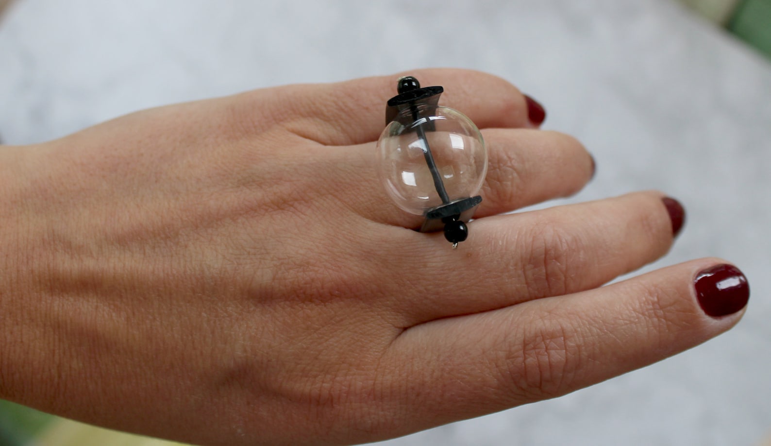 Blown Glass Ring Black Ring Glass Bubble Ring Rubber Ring | Etsy