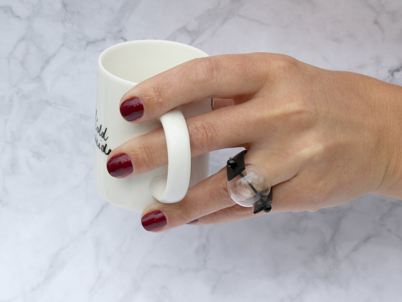 Blown Glass Ring Black Ring Glass Bubble Ring Rubber Ring | Etsy